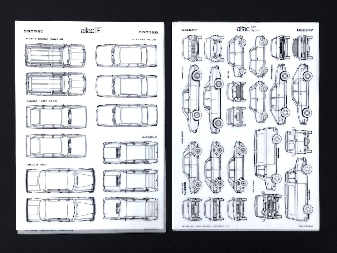 2 Vintage Dry Transfer Sheets, Cars, Transport, Street Design ...
