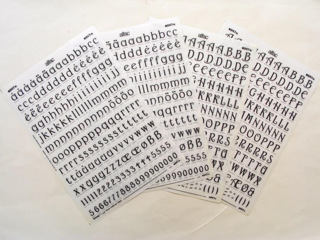 4 Dry Transfer Sheets Letraset Rub on Letters Mecanorma - Etsy
