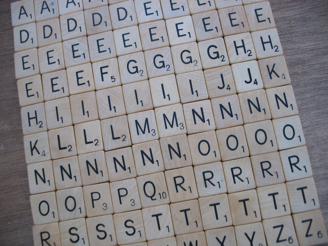 100 Vintage Scrabble Tiles, Wooden Bulk Letters, Letters From Dutch ...