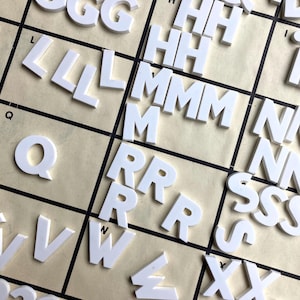 Vintage Letter Magnets, White Plastic Magnetic 3D Letters on Board ...