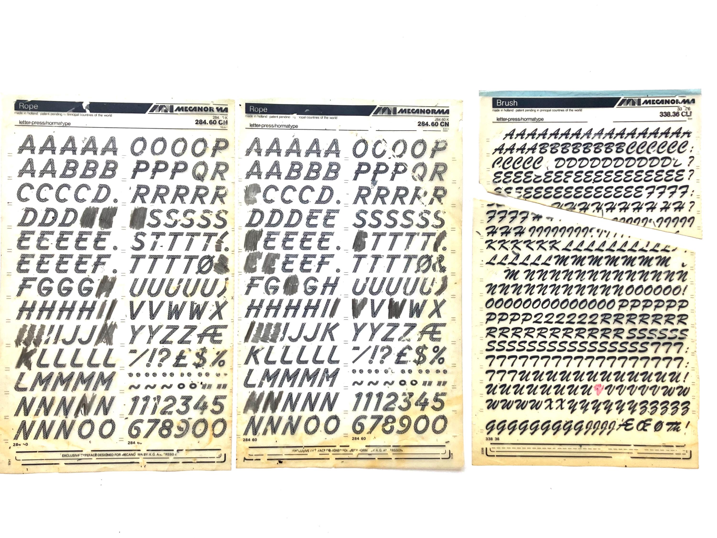 25 Dry Transfer Sheets, Mecanorma Letter and Number Rub On, Letratone ...