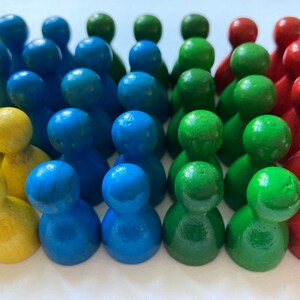 50 Vintage Pawns, Colored Pawns, Wooden Board Game Pieces, Wooden Game ...