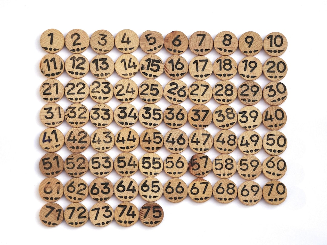75 Bingo Numbers, Wooden Lotto Numbers, Vintage Bingo Discs - Etsy