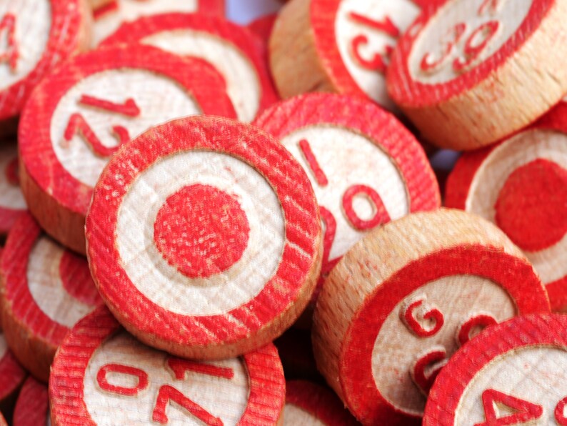 75 Bingo Numbers Wooden Lotto Numbers Vintage Bingo Markers - Etsy