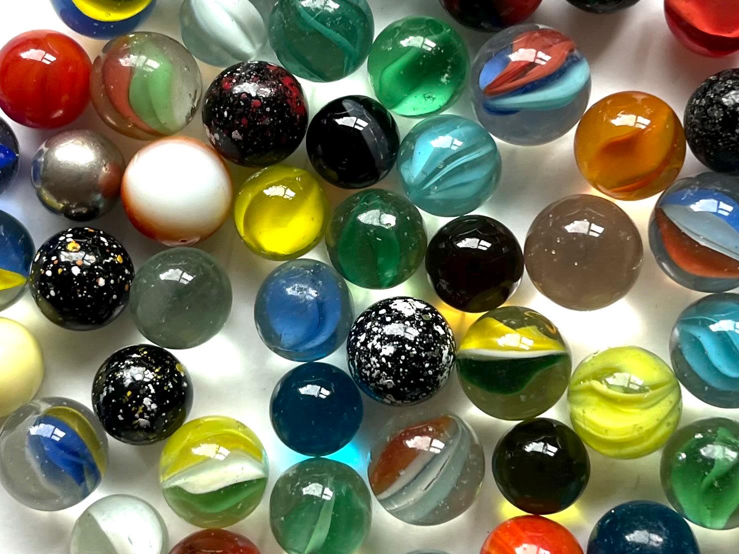 50 Vintage Peewee Marbles, 1/2” Small Glass Marbles Mix, Lot of Pee ...