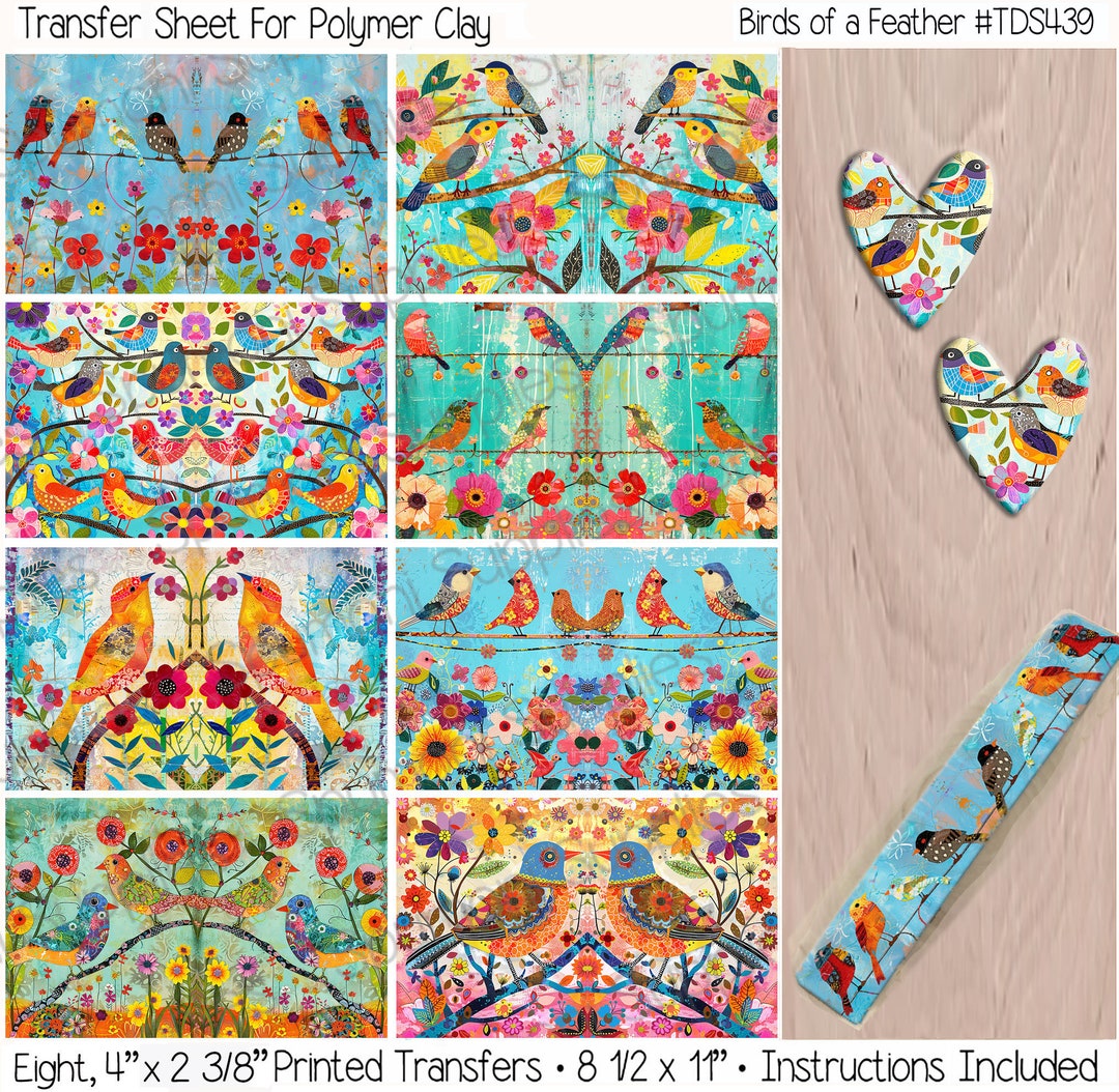 Polymer Clay TRANSFERS Birds of a Feather Waterless Image Transfers for ...