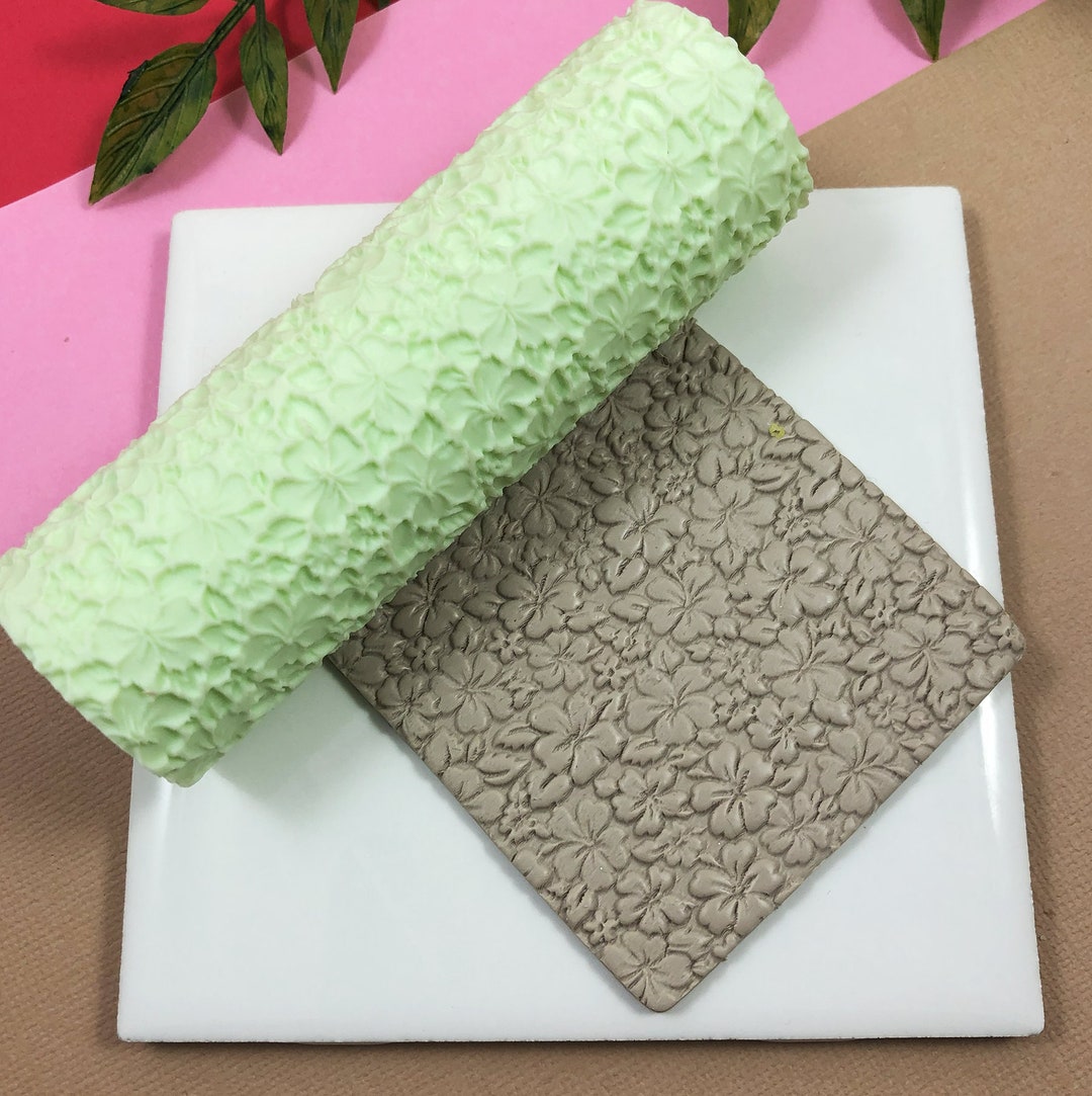 Extra Large Clay Texture Roller Hibiscus Seamless Pattern Polymer Clay ...