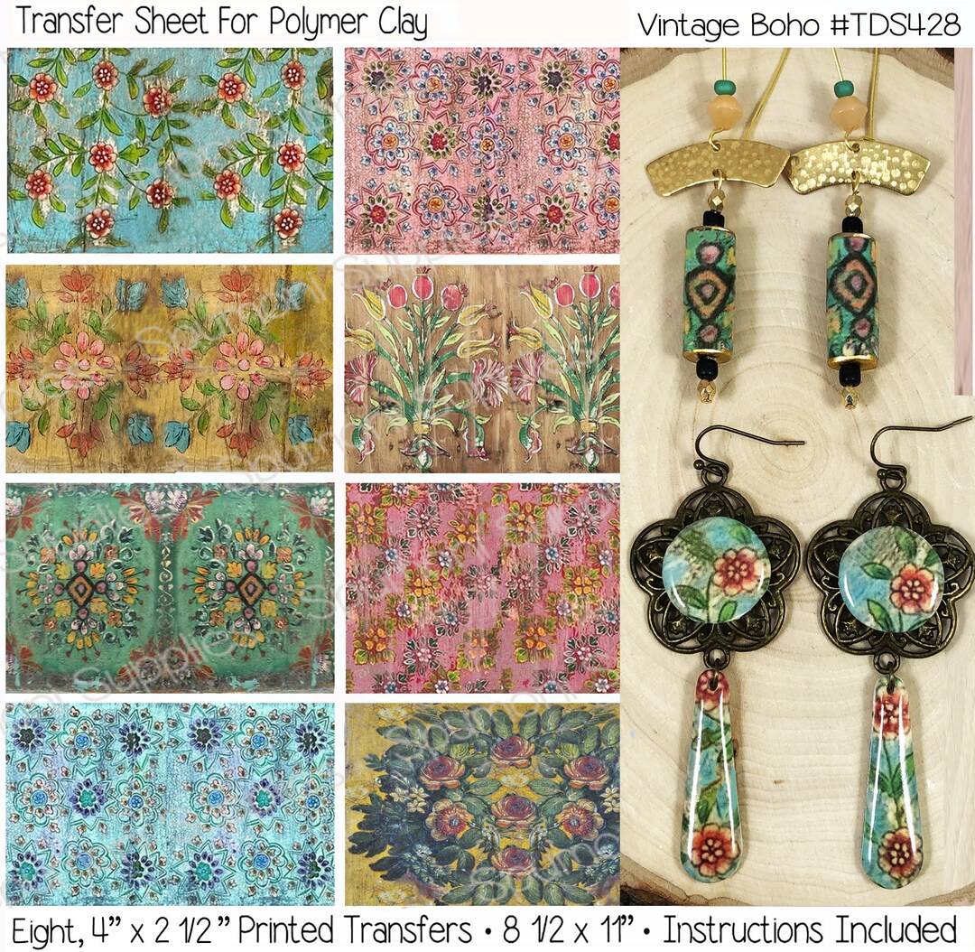 Polymer Clay Transfers | Transfer Images | No Rinsing | Vintage Boho ...