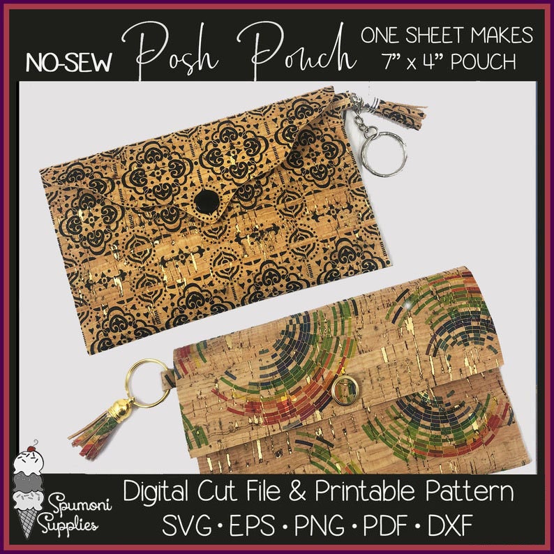 Two Styles NO-SEW Posh Pouch Cut Files Printable pdf Printed | Etsy