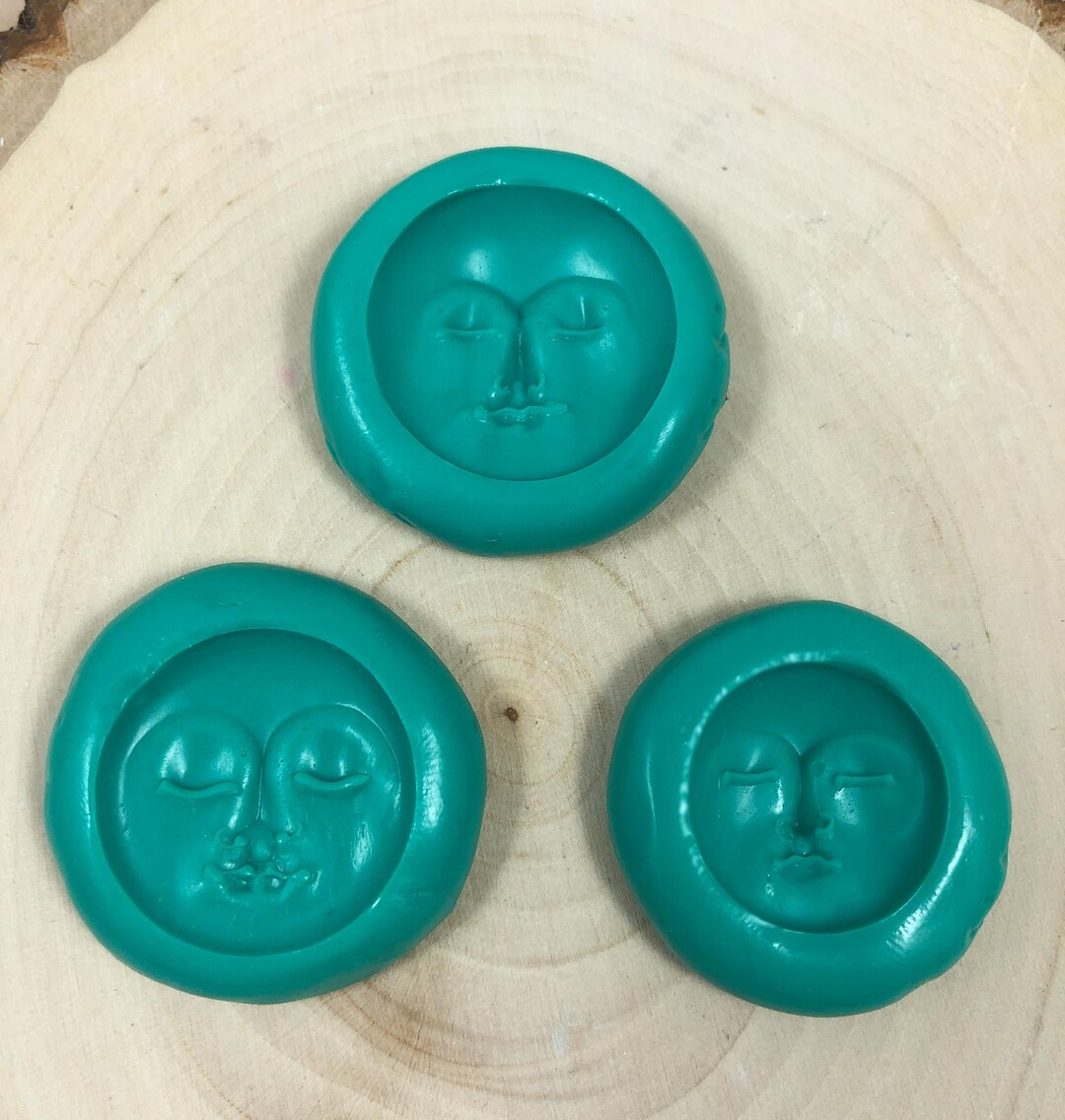 Silicone Molds | Three Face Molds | Moon Sun | Flexible | Polymer Clay ...