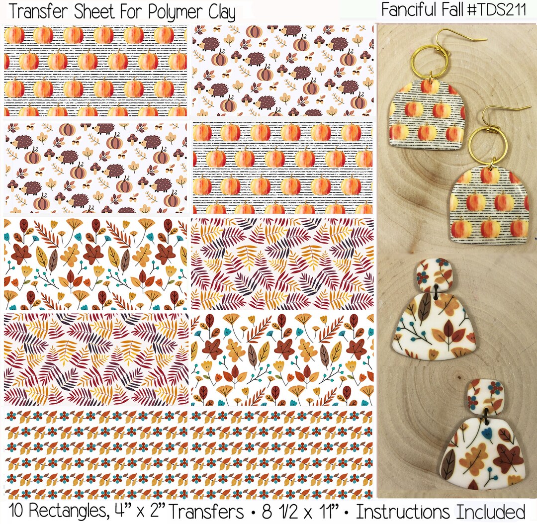 Polymer Clay TRANSFERS Fanciful Leaves No Rinsing Earrings Jewelry ...