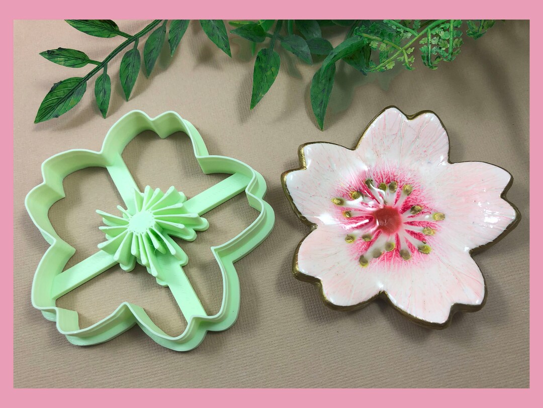 Polymer Clay CUTTER Sakura Cherry Blossom Trinket Ring Dish Clay Large ...
