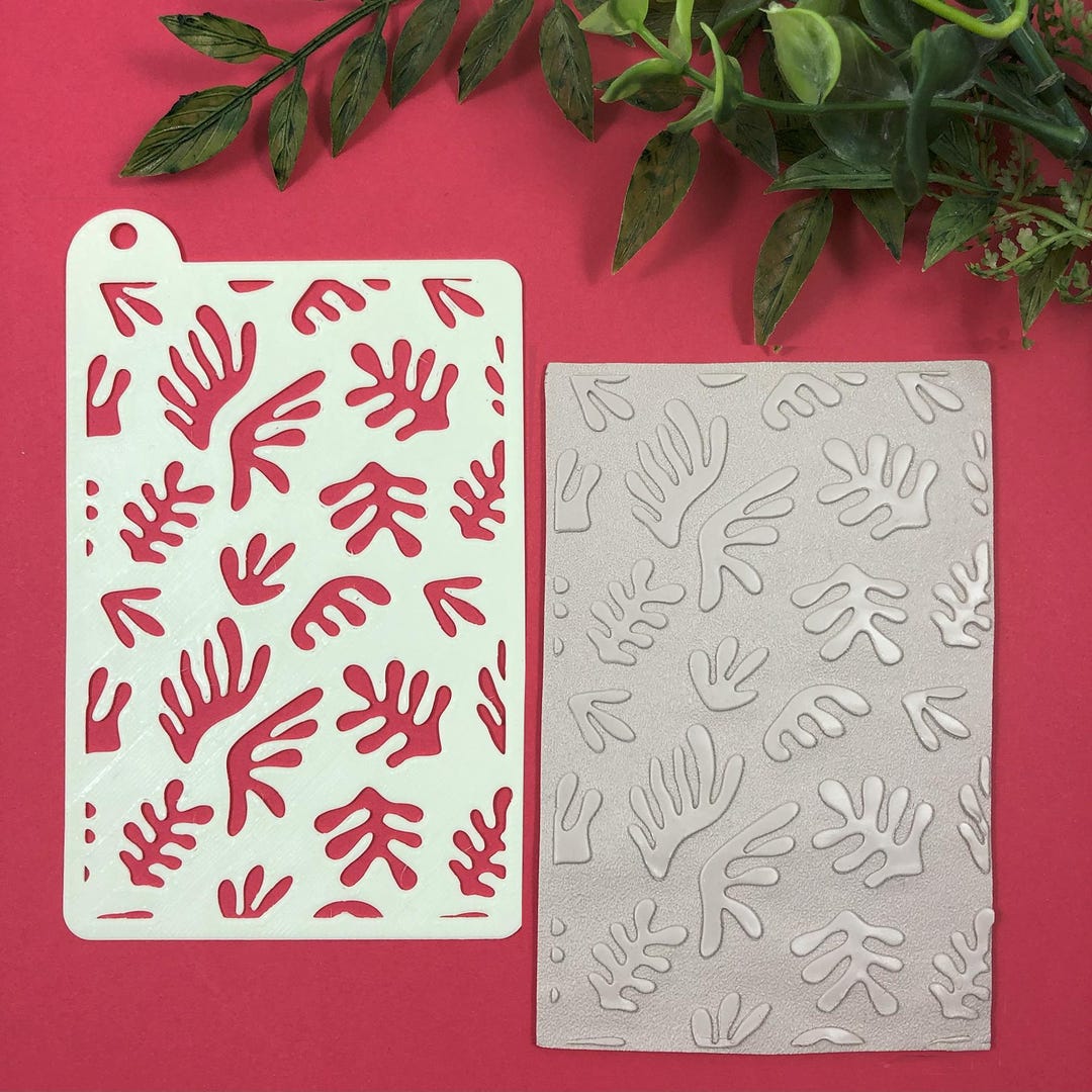 Texture Stencil for Polymer Clay Modern Leaves Reusable Standard ...