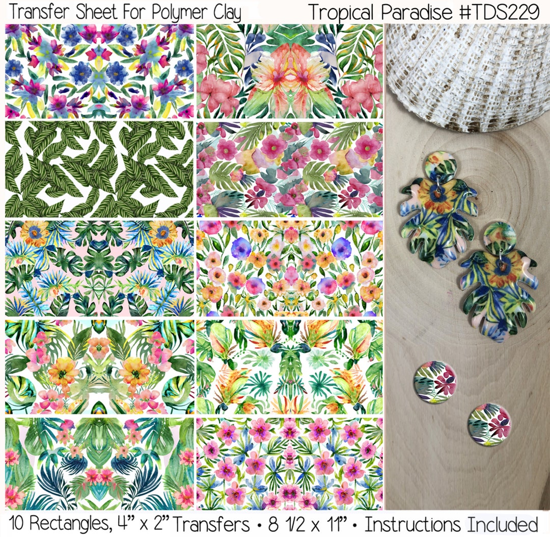 Polymer Clay Transfers Heat Cut Bake No Rinsing Tropical Paradise ...