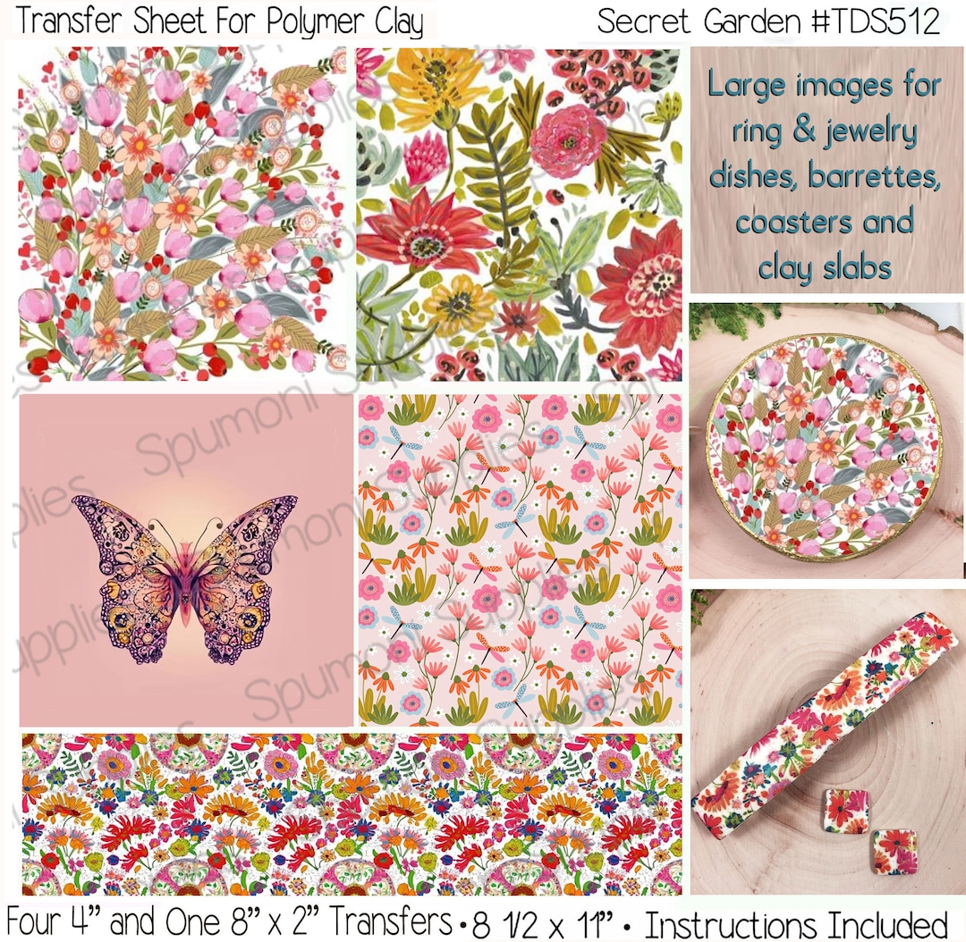 Polymer Clay Transfers | Secret Garden Large Designs | No Rinsing ...