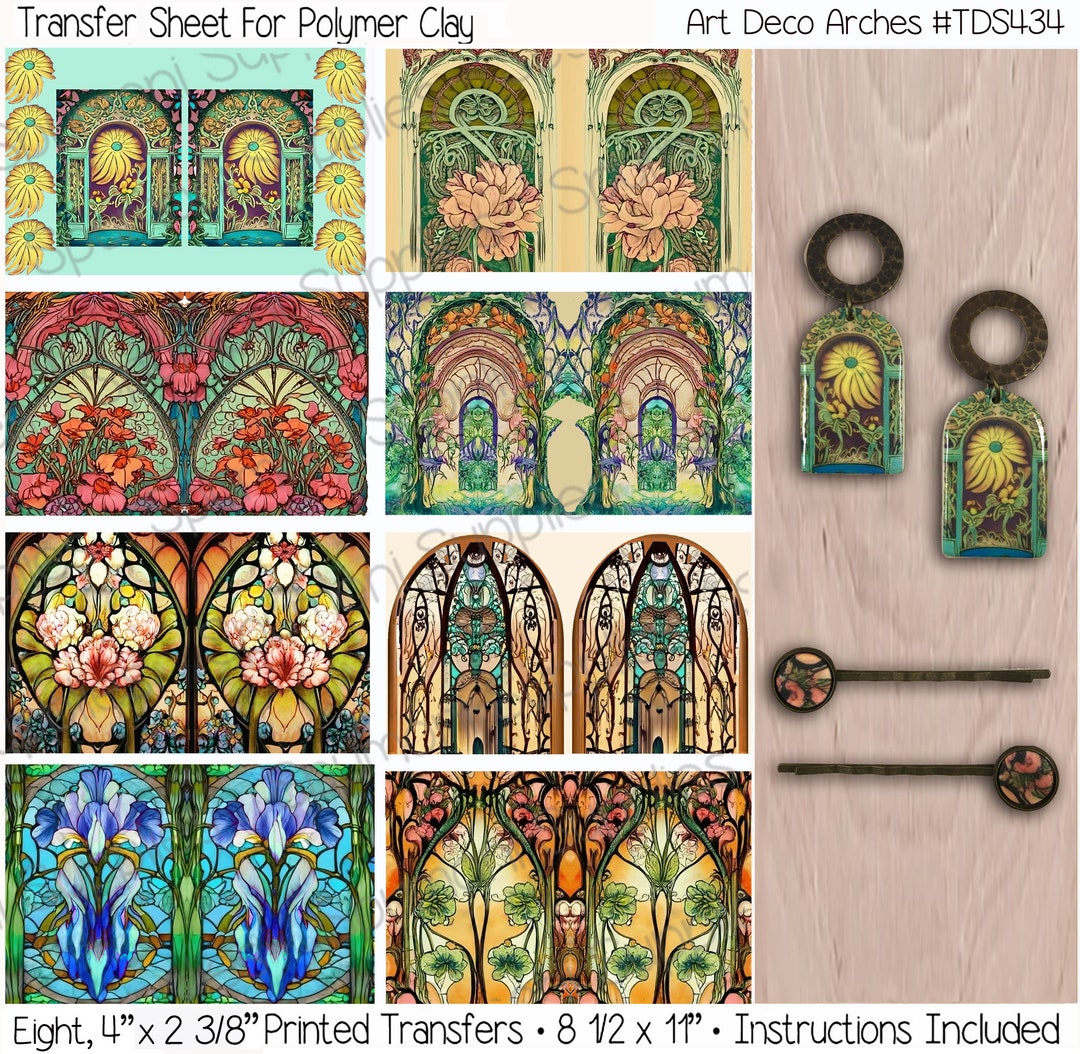 Polymer Clay Transfer Images Art Deco Arches Clay Images Waterless ...