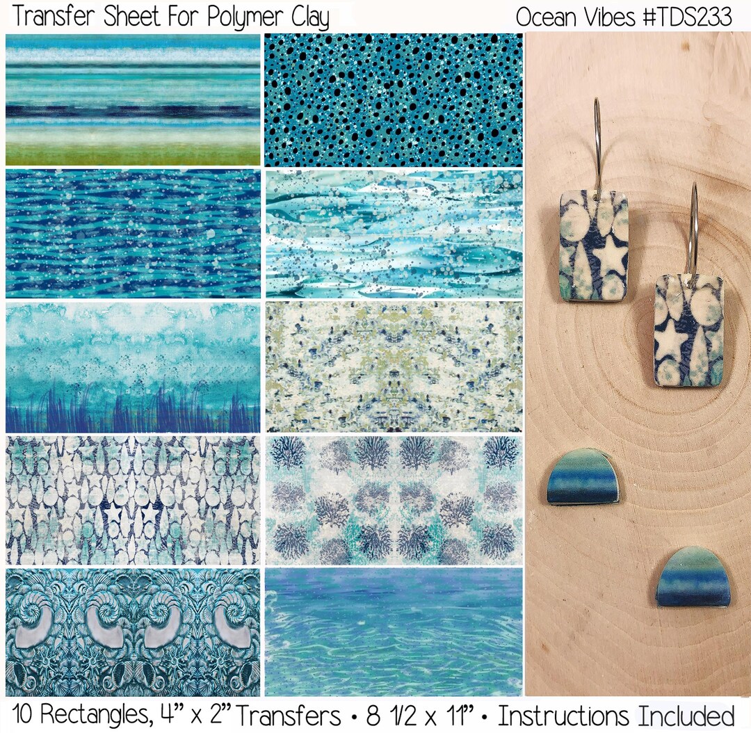 Polymer Clay Transfers Ocean Vibes Easy to Use No Rinsing Vivid Image ...