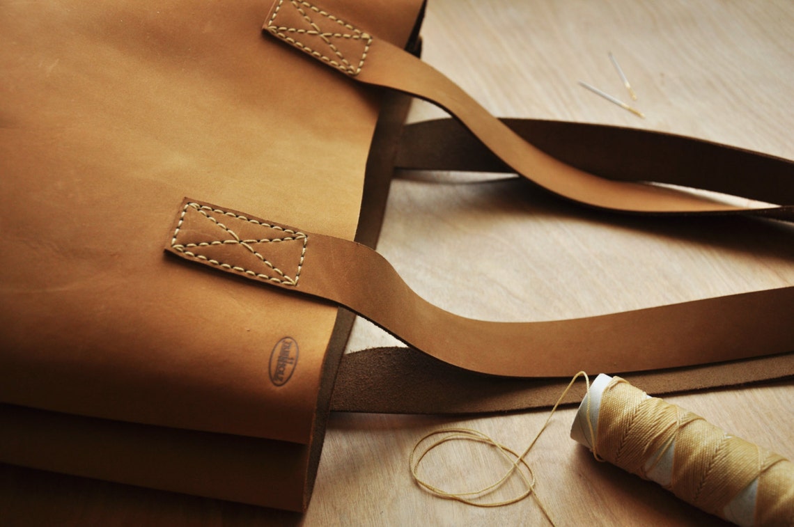 Simple Leather Tote Bag / Leather Bag / Leather Purse / - Etsy