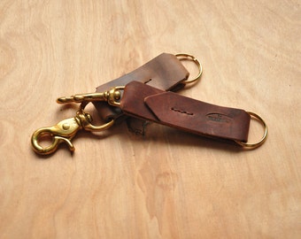 Rugged Brown Leather Keychain Quick Release Key Ring Brown | Etsy