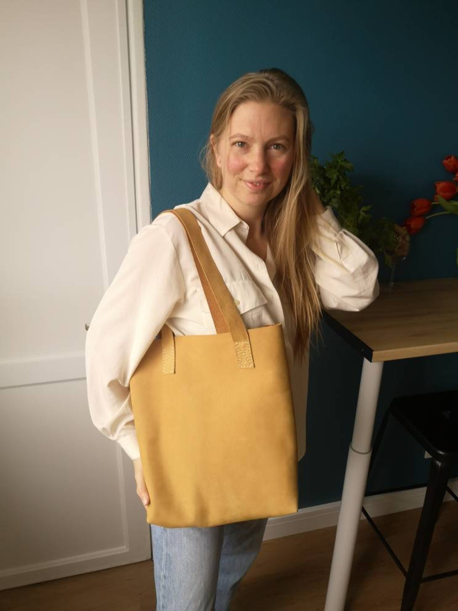 Simple Leather Tote Bag / Leather Bag / Leather Purse / Minimalist Bag ...