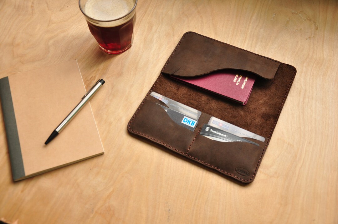 Brown Leather Passport & Boarding Pass Holder, Passport Case, Leather ...