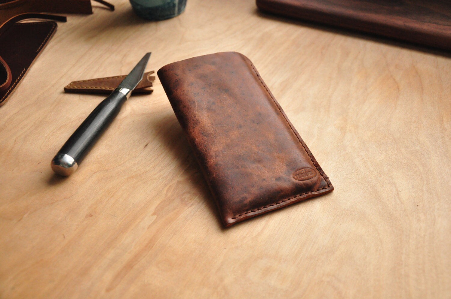 Custom-sized Simple Leather Phone Case / iPhone Pouch / Mobile - Etsy