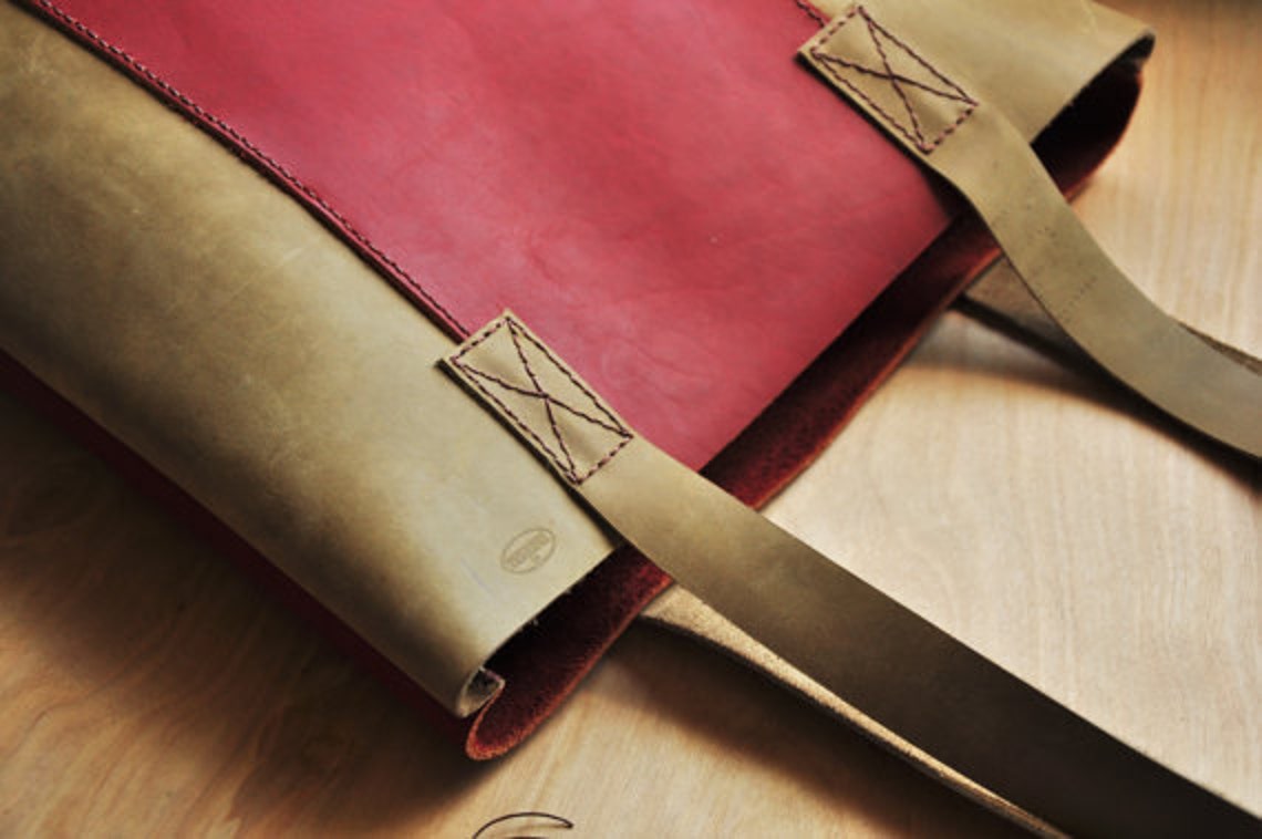 Simple Leather Tote Bag / Leather Bag / Leather Purse / Simplistic Tote ...