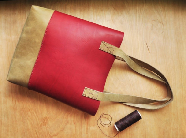 Simple Leather Tote Bag / Leather Bag / Leather Purse / Simplistic Tote ...
