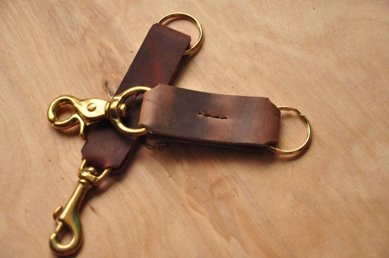 Rugged Brown Leather Keychain, Quick Release Key Ring, Brown Lanyard ...