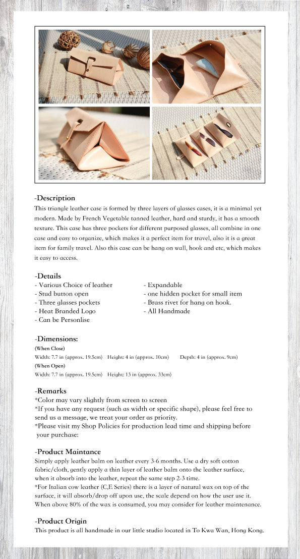 Triangle Glasses Case Multi-pockets Leather Case Family Use | Etsy