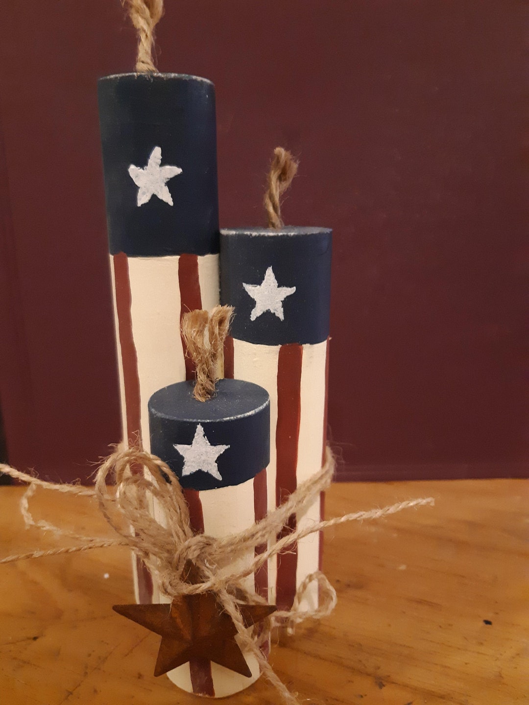 Wooden Firecrackers for Fourth of July American Flag Primitive - Etsy