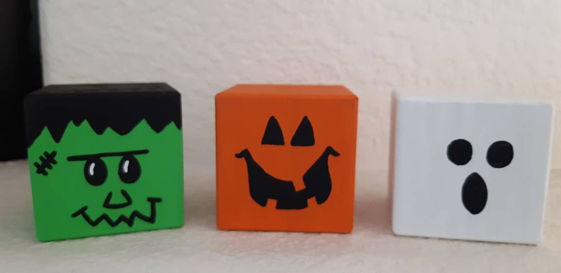 Fall Halloween Wooden Blocks/ Tiered Shelf Decoration/ Ghost ...