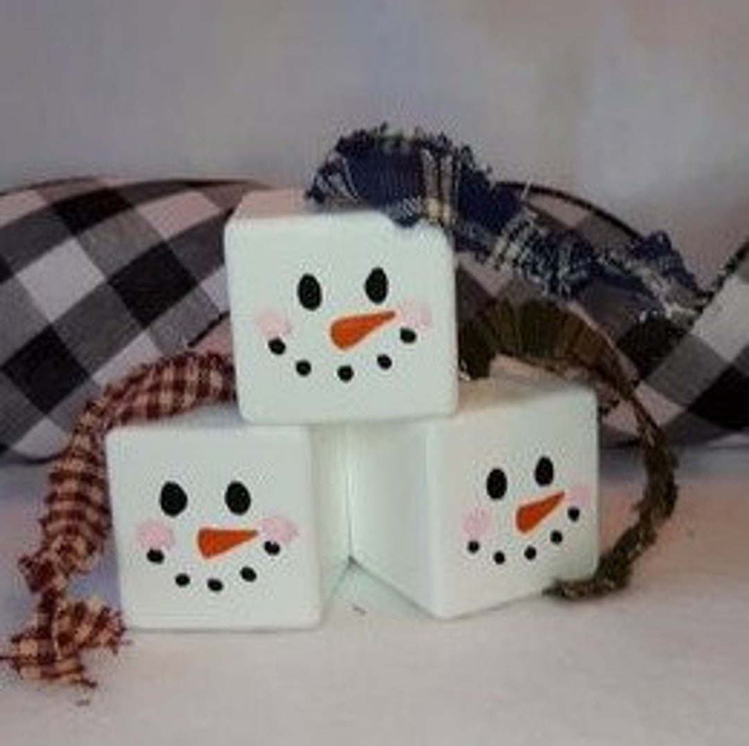 Wooden Snowman Tree Ornaments- Set of 3 - Etsy
