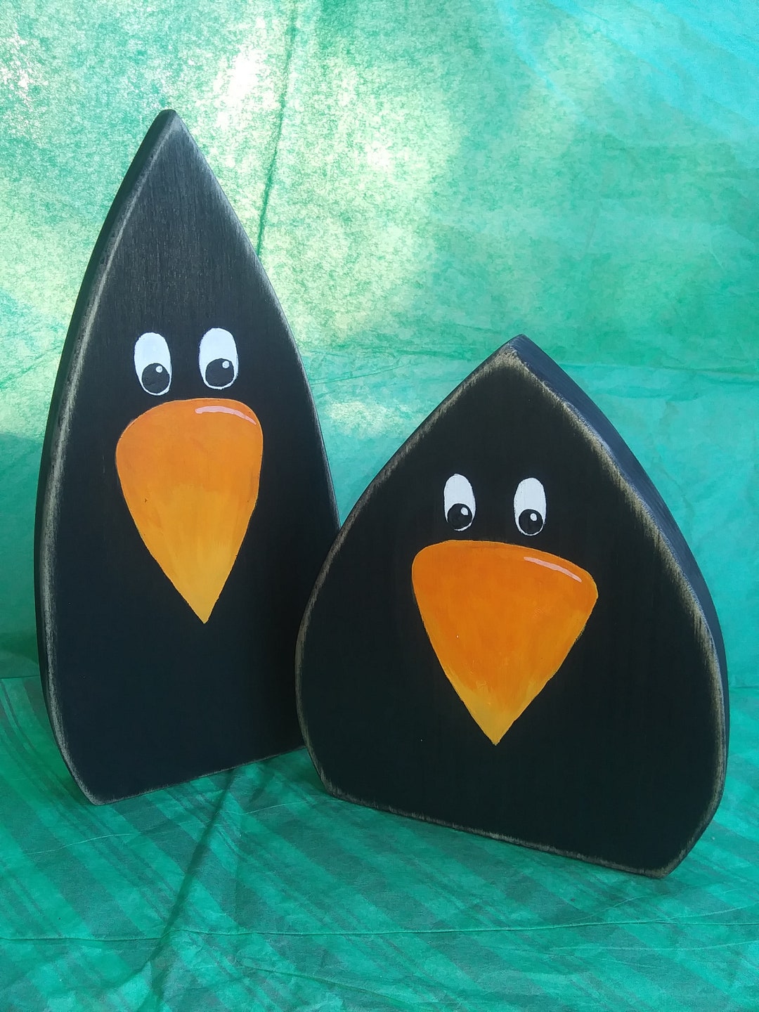 Primitive Handpainted Wood Crows - Etsy