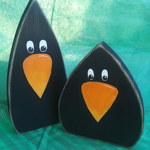Primitive Handpainted Wood Crows - Etsy