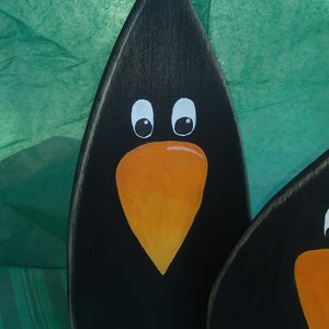 Primitive Handpainted Wood Crows - Etsy