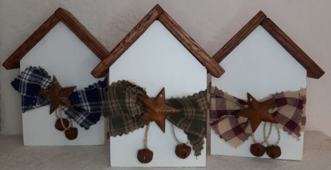 Rustic Primitive Farmstyle Wooden Houses - Set of 3 - Etsy