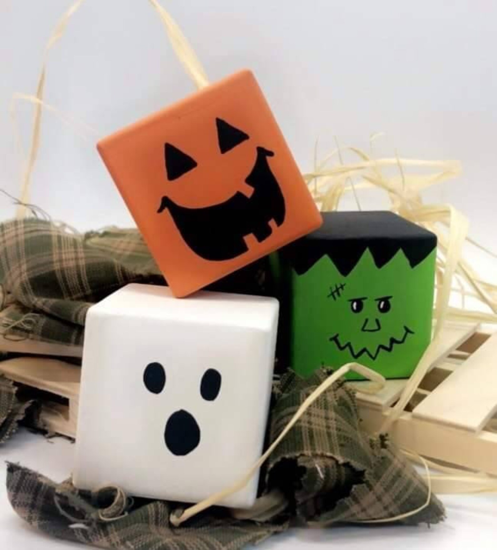 Fall Halloween Wooden Blocks/ Tiered Shelf Decoration/ Ghost/ | Etsy