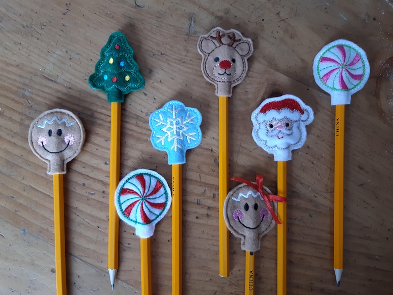 Christmas Felt Eraser Covered Pencils (felt Pencil Toppers) - Etsy