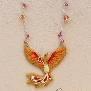Necklace Phoenix, Handmade, Polymer Clay - Etsy