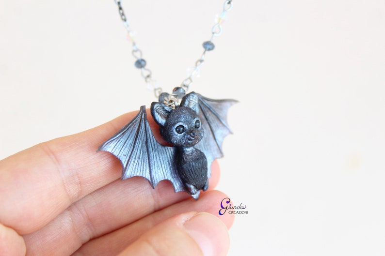 Necklace With a Bat Handmade in Polymer Clay fimo Bats - Etsy