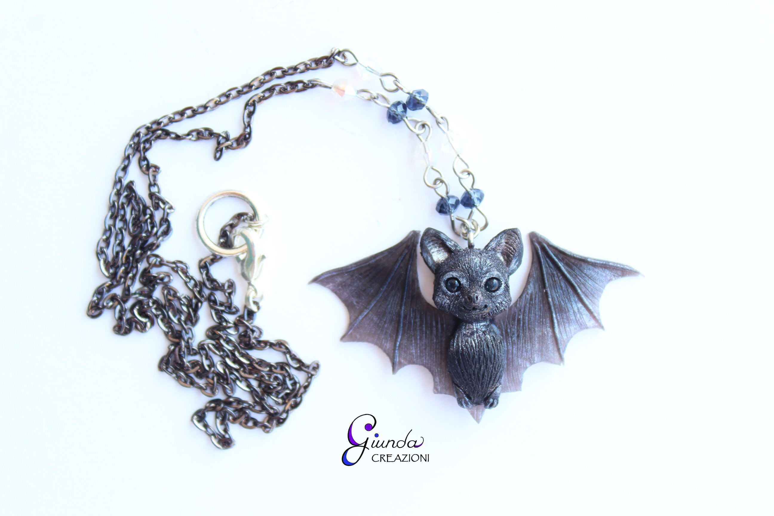 Necklace With a Bat Handmade in Polymer Clay fimo Bats | Etsy