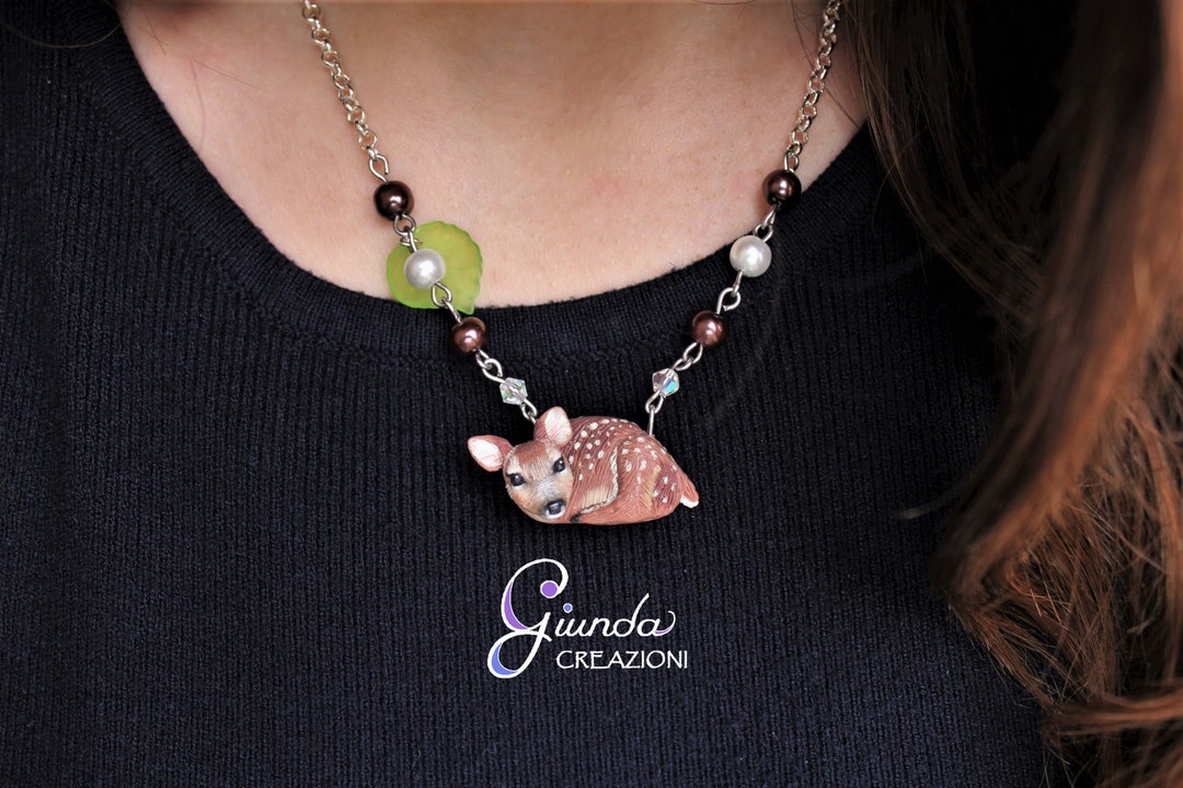 Fawn Necklace, Handmade in Polymer Clay - Etsy
