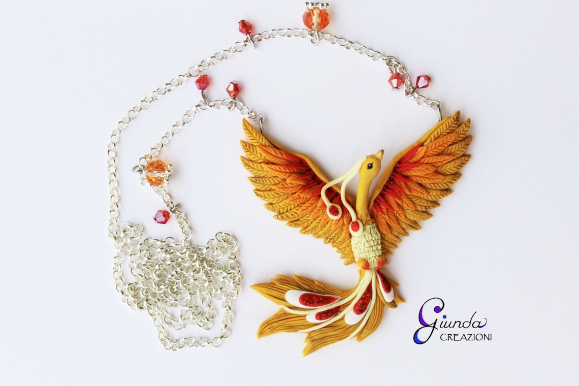 Necklace Phoenix Handmade Polymer Clay - Etsy