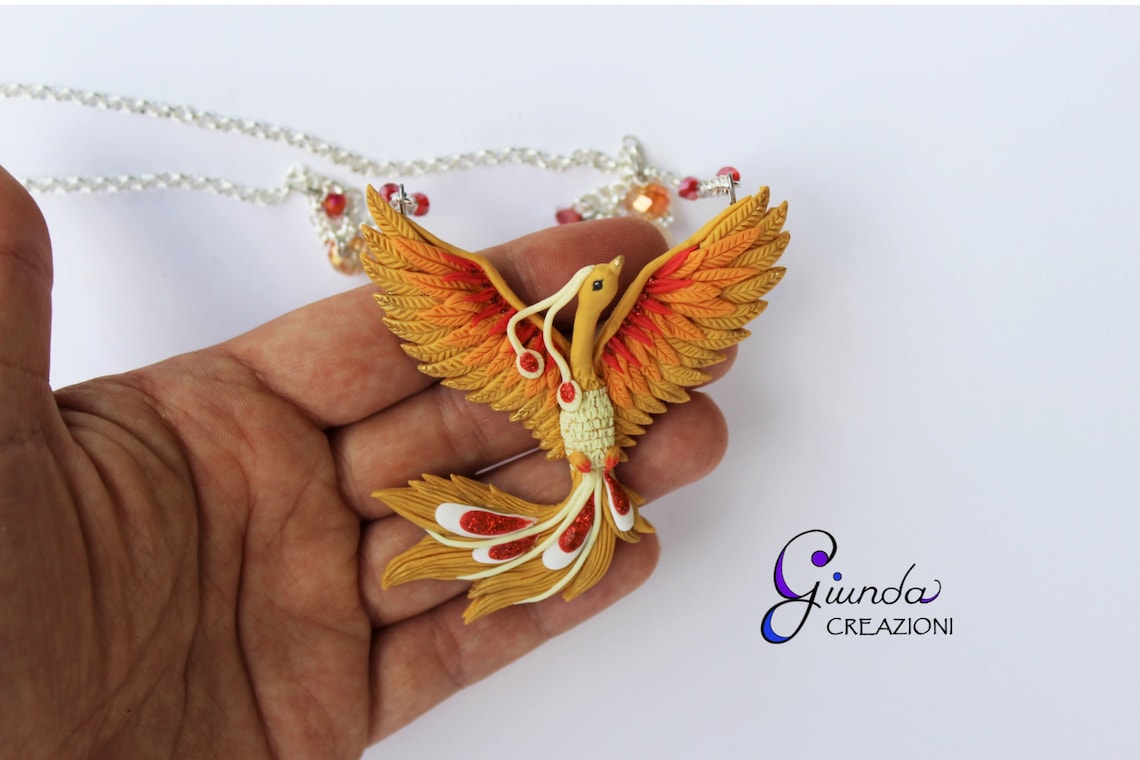 Necklace Phoenix Handmade Polymer Clay - Etsy