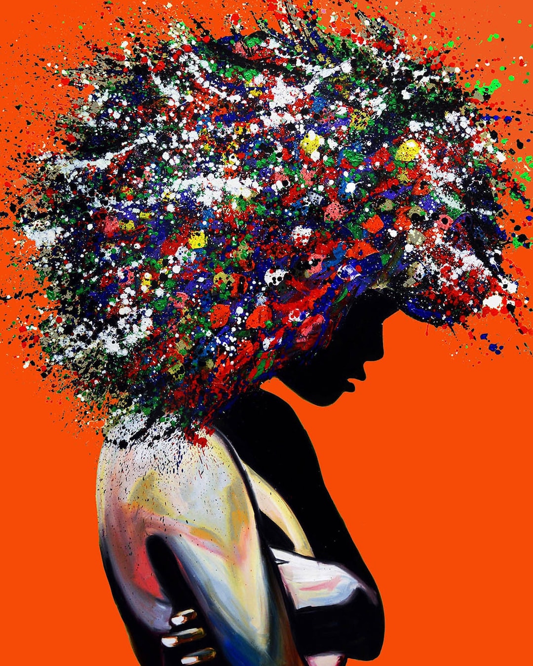 Afro Modern Art ,african American Art, Orange Pop Art, Canvas Print ...