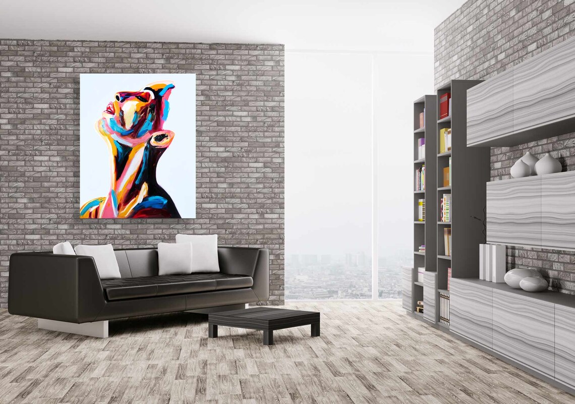 Colorful Woman Portrait Pop Art Print Print on Canvas | Etsy