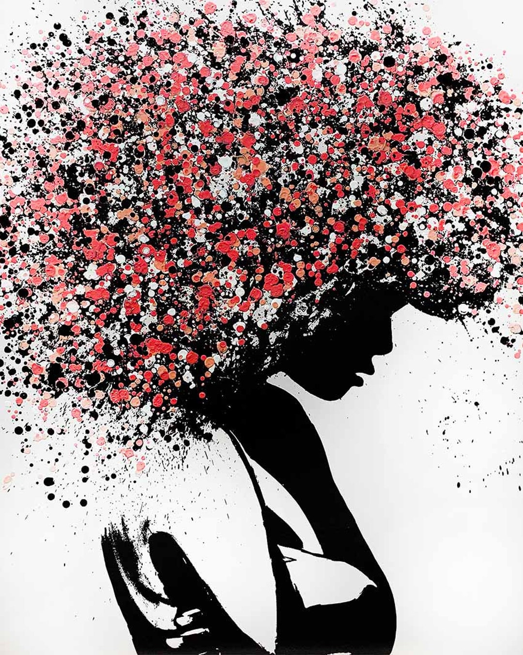 Pink Art, Black Art Wall Decor, Afro Woman, Large Canvas Print, Modern ...