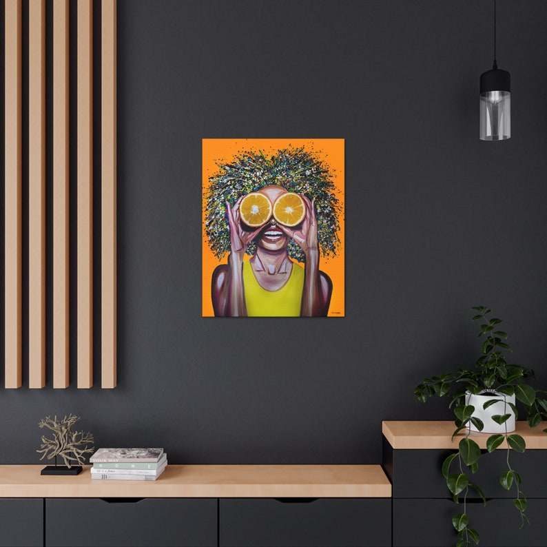 ORANGE Afro Woman Black Art Pop Art Afro Woman Black Art - Etsy