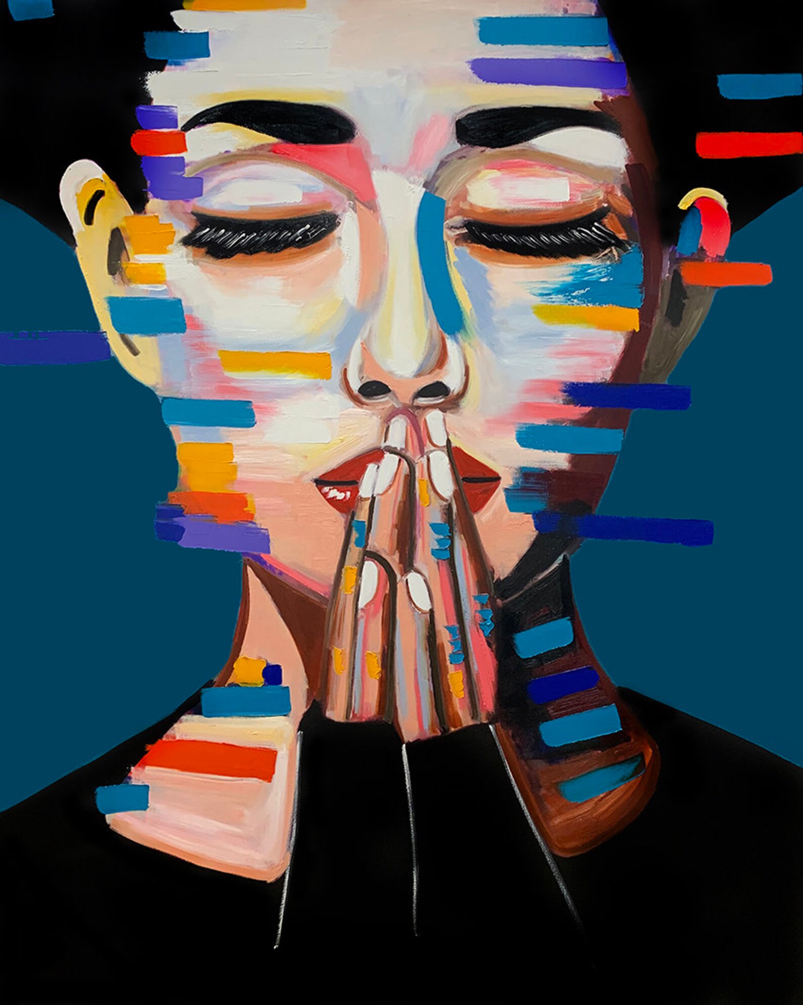 Praying Woman Large Wall Art Living Room Decor Pop Art | Etsy